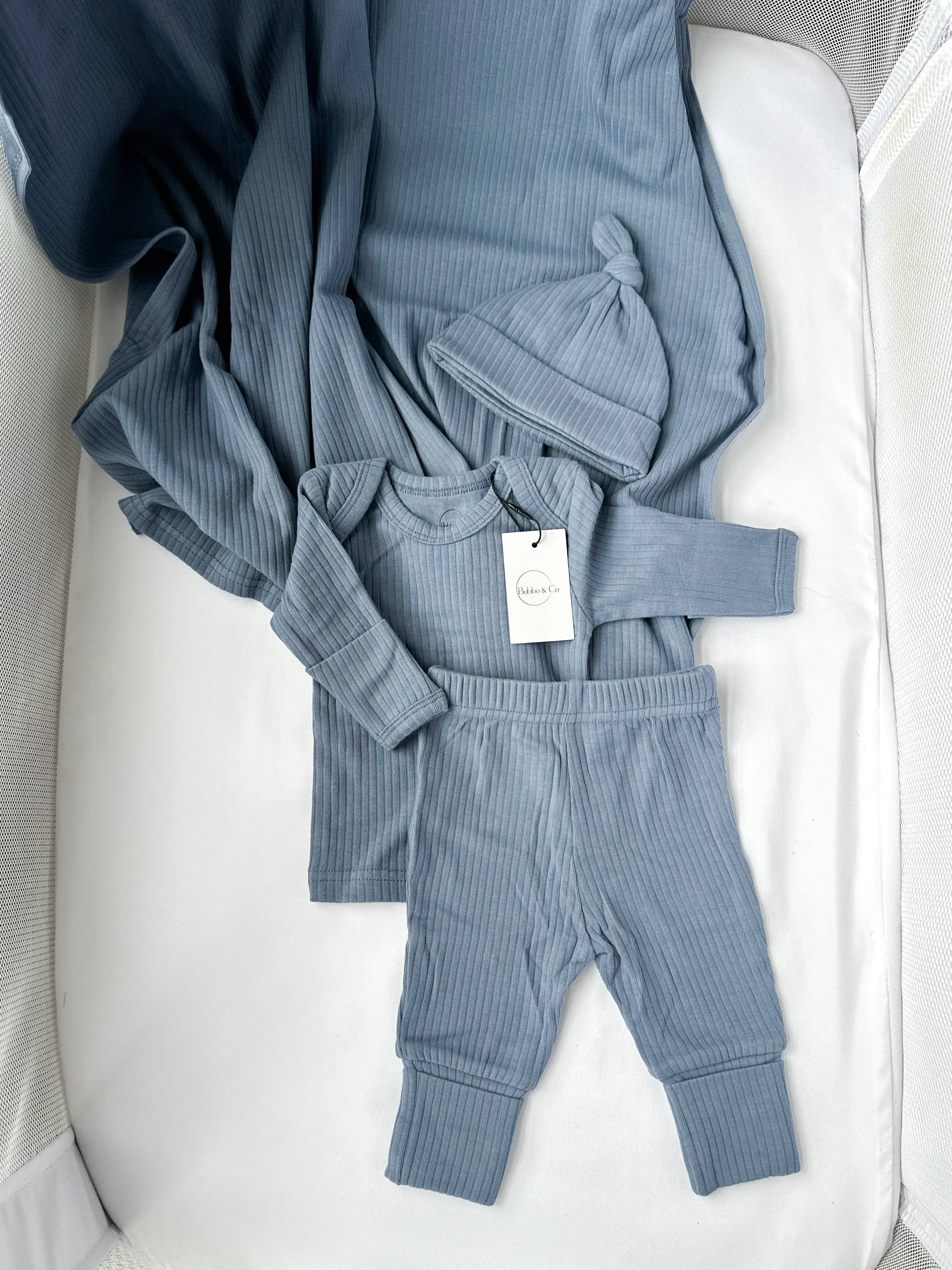 Organic Ribbed 3 piece Set | Ocean Blue – COCO LETO