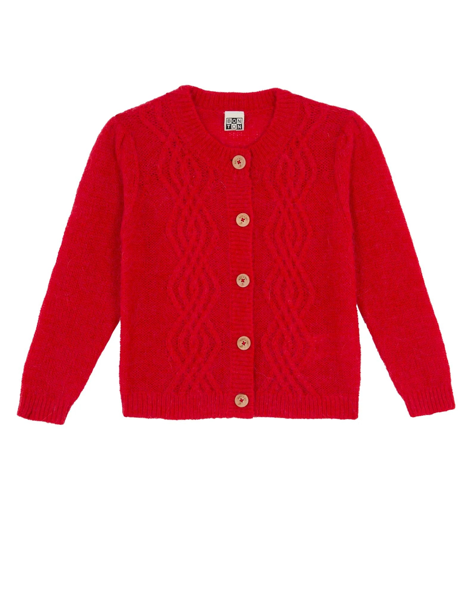 Cable Knit Cardigan in Rouge Lutin – COCO LETO