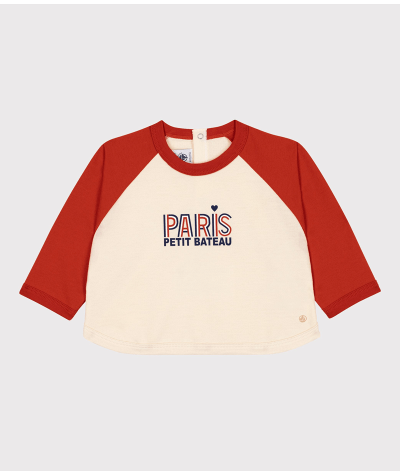 Baby Sweatshirt With Contrast Sleeves | Cream Red – COCO LETO